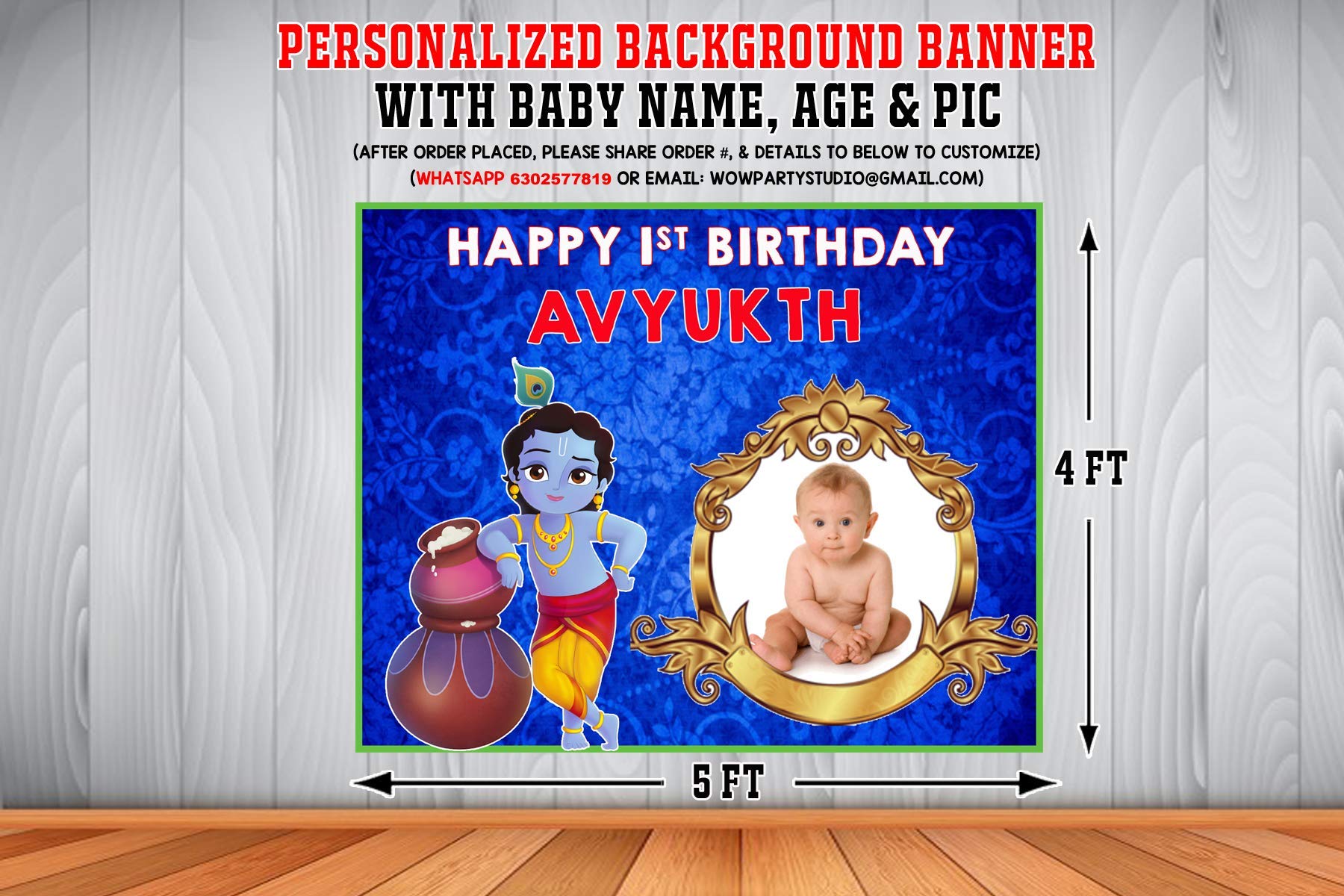 Wow Party Studio Personalized Little Krishna Theme Party Background ...