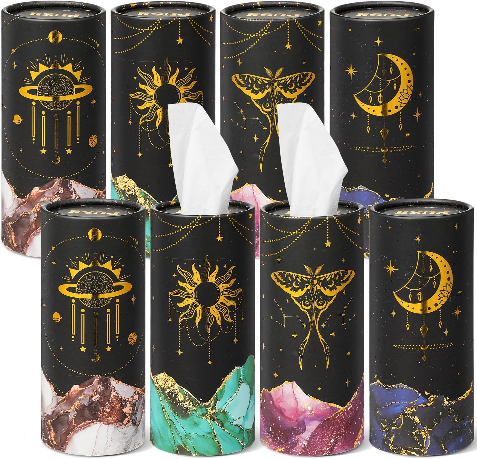 Amazon.com: 8 Packs Cylinder Car Tissues Boxes Printed Blue Rustic ...