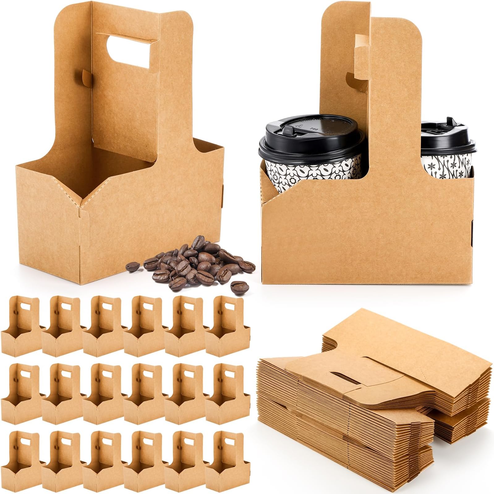 Amazon.com: Disposable Handled Paper 2-Cup Drink Carrier 200 Count ...