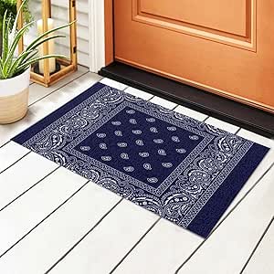 Amazon.com: Nichpedr Welcome Rectangular Door Mat Southwestern Navy ...