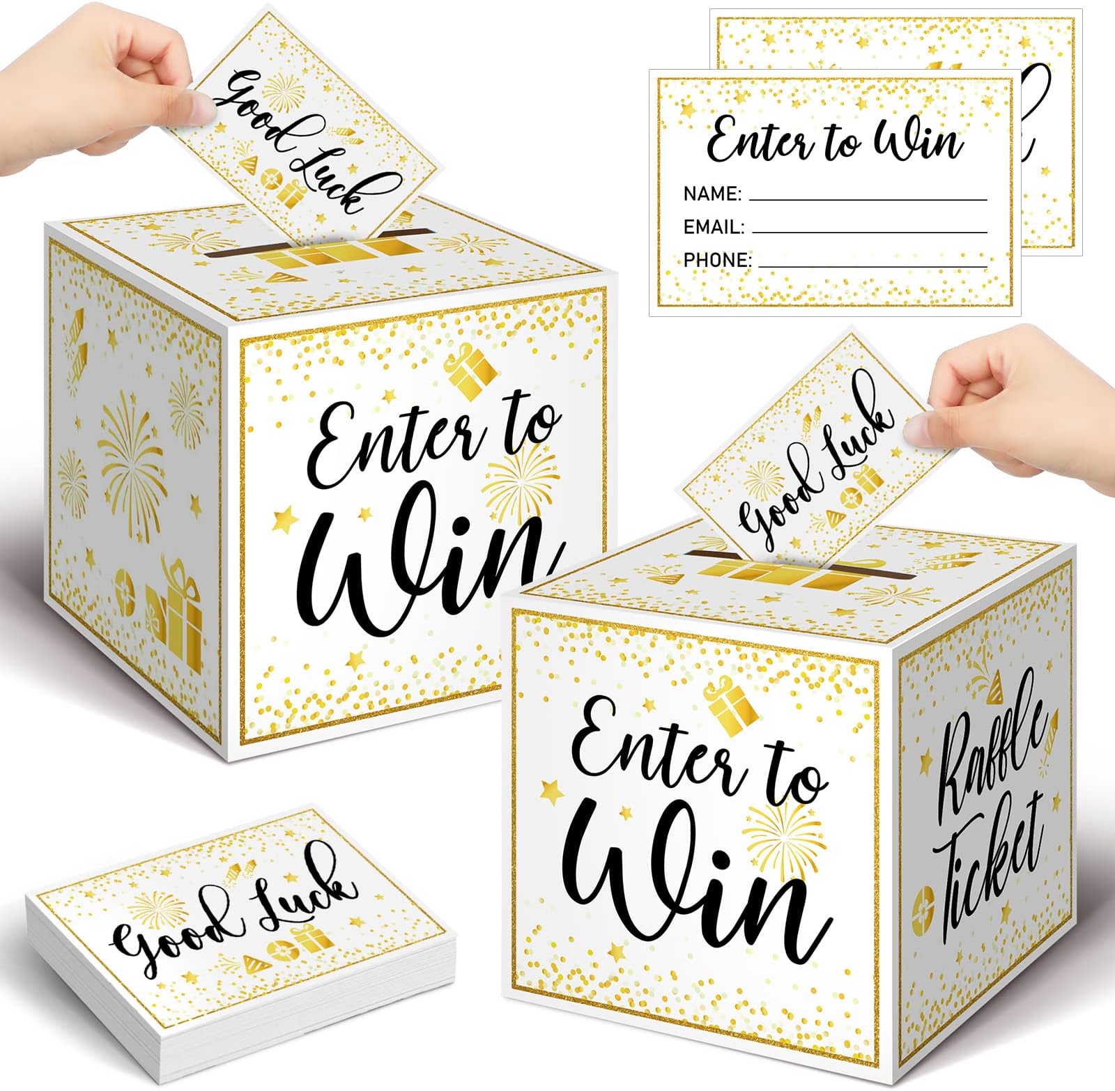 Amazon.com : Colarr Raffle Box Gold Brass Donation Box Ballot Safe ...