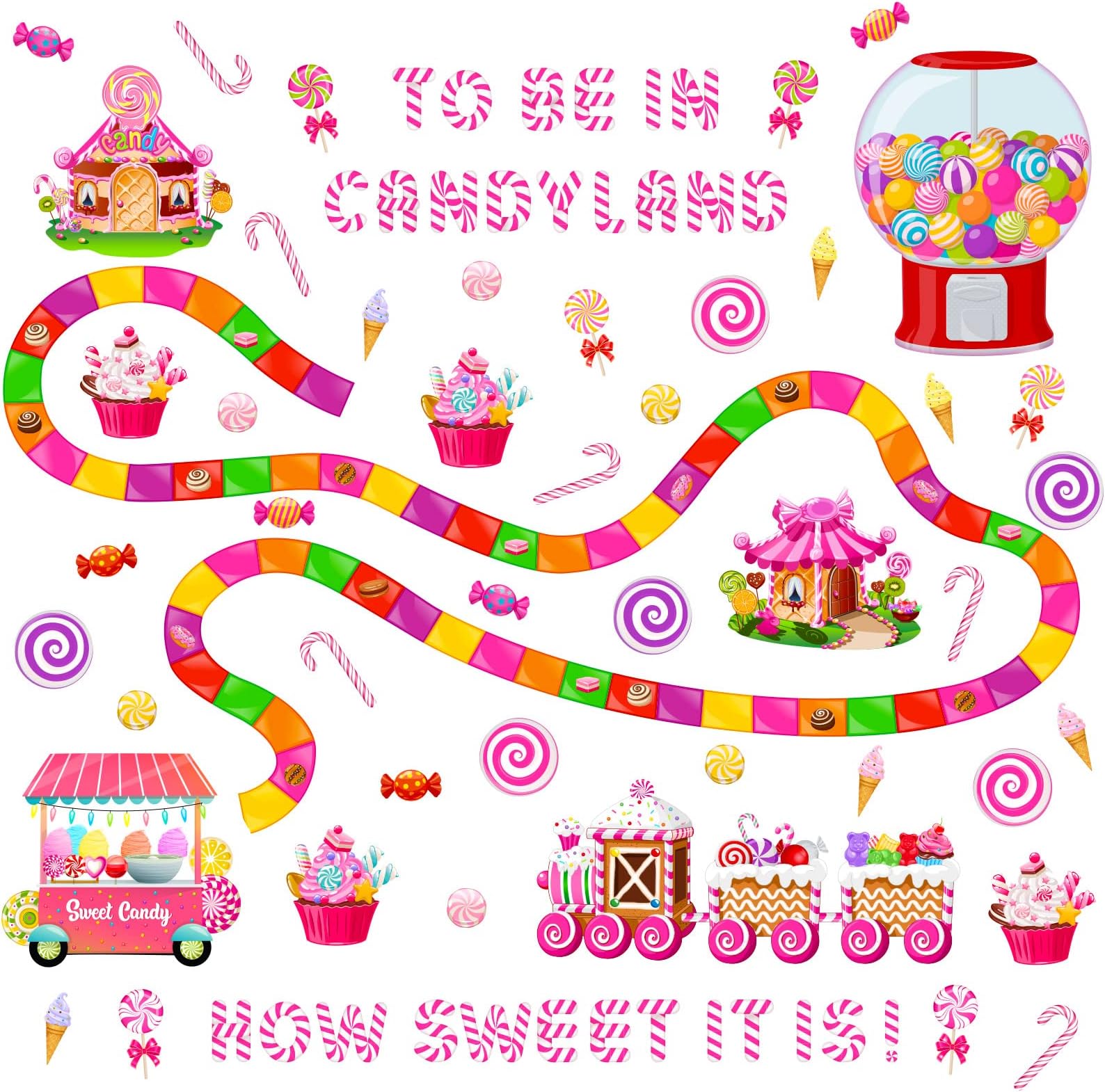 Amazon.com : Outus Candyland Ice Cream Bulletin Board Decor Set ...