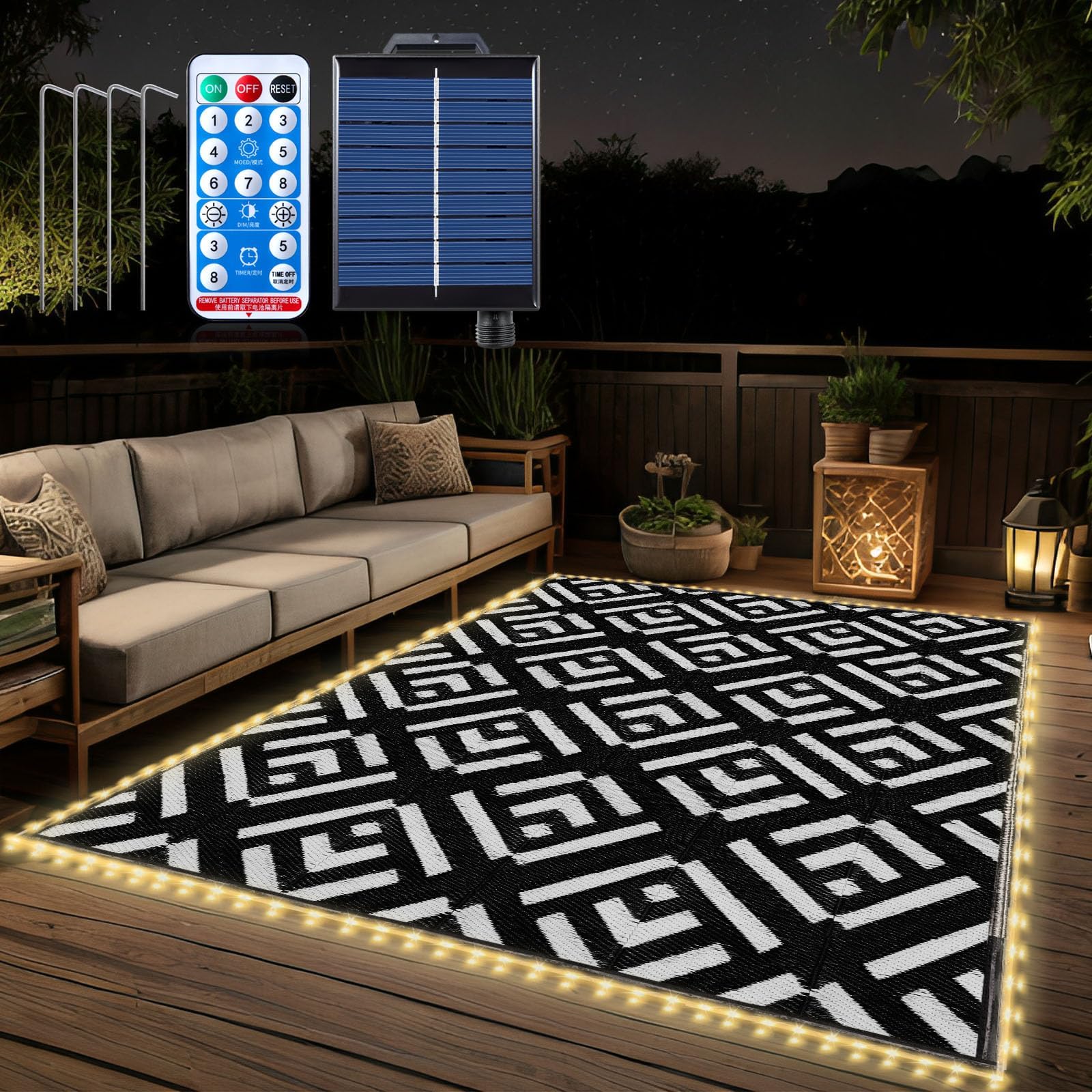 Amazon.com: SAND MINE Reversible Mats with Led Strip Lights, Plastic ...