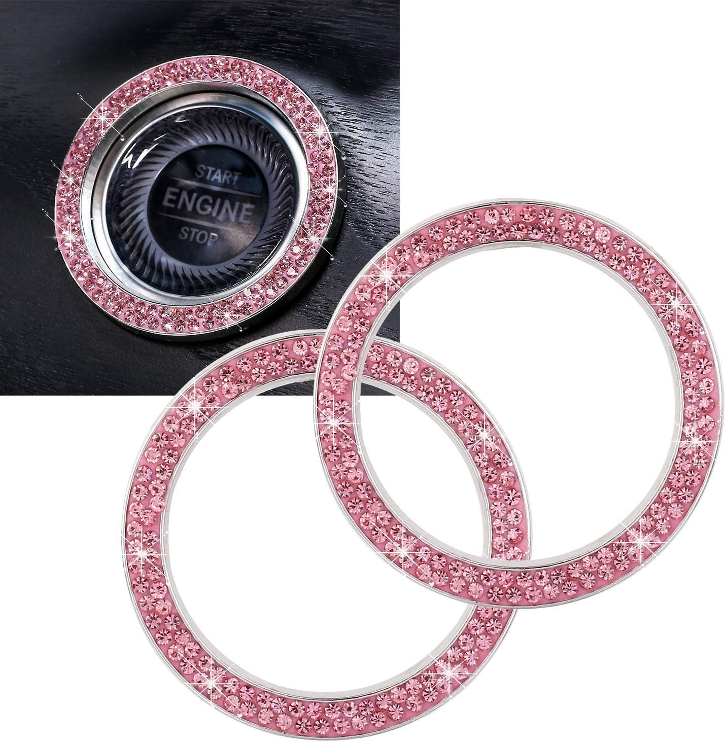 Amazon.com: Orrdice 2 Pcs Crystal Rhinestone Ring for Car Decor, Bling ...
