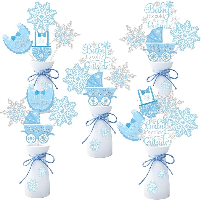 Amazon.com: Winter Snowflake Baby It’s Cold Outside Centerpieces Sticks ...