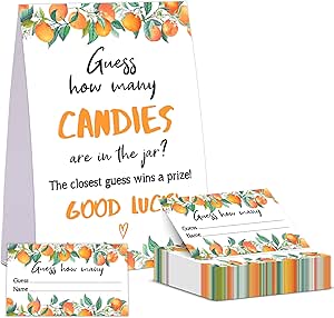 Amazon.com: Little Cutie Baby Shower Game, Guess How Many Candies Are in the Jar, Pack of 1 Sign ...