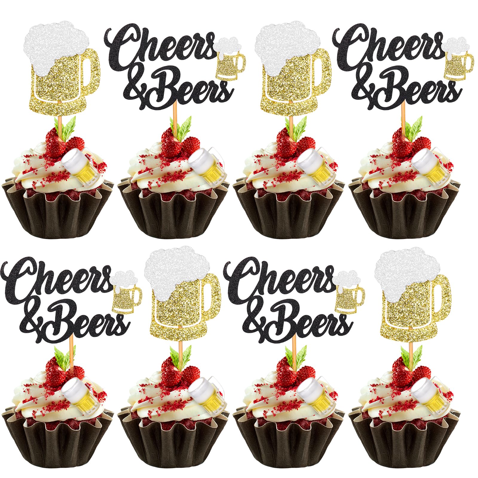 Amazon.com: Teenyyou 24 Pcs Cheers and Beers Cupcake Toppers and Beer ...