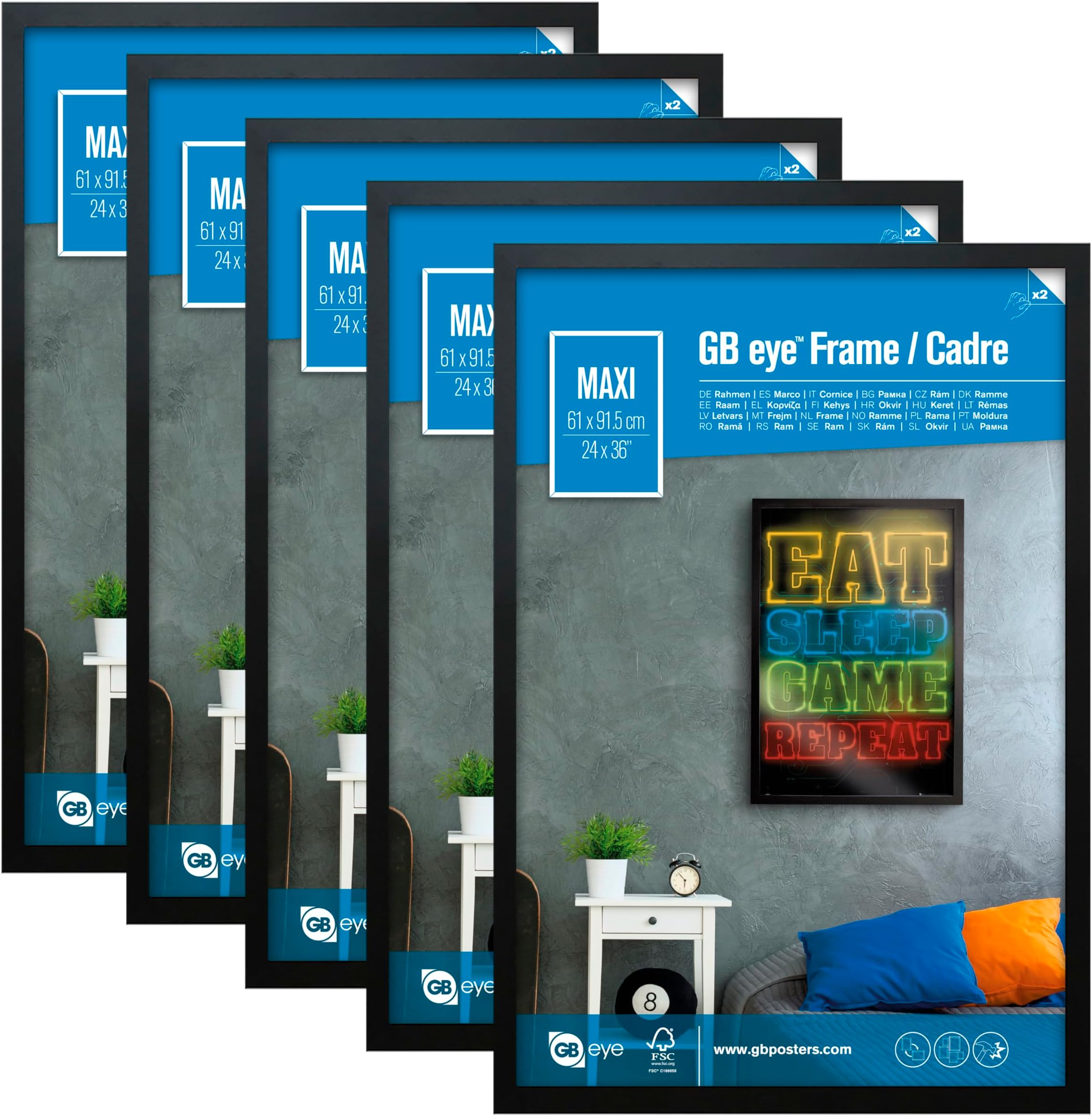 Amazon.com - 24x36 Frame, FSC Black Wood Poster Frame, Scratch Proof ...