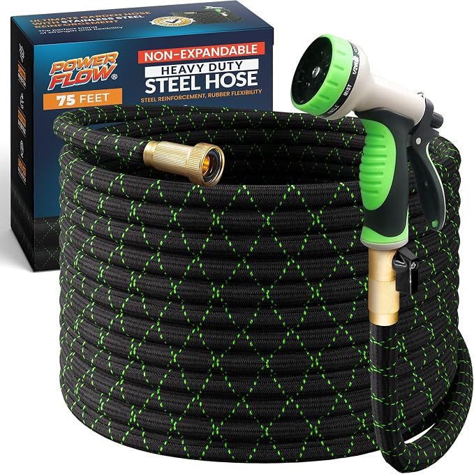 Amazon.com : PowerFlow Garden Hose, NON-EXPANDABLE 75 Feet Premium ...