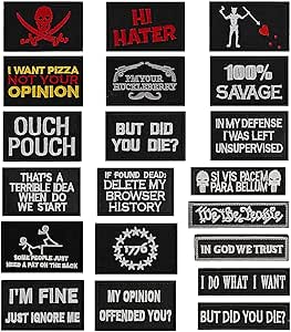 Amazon.com: 20 Pieces Patches Tactical Morale Embroidery Patches, Military Funny Patch Full ...