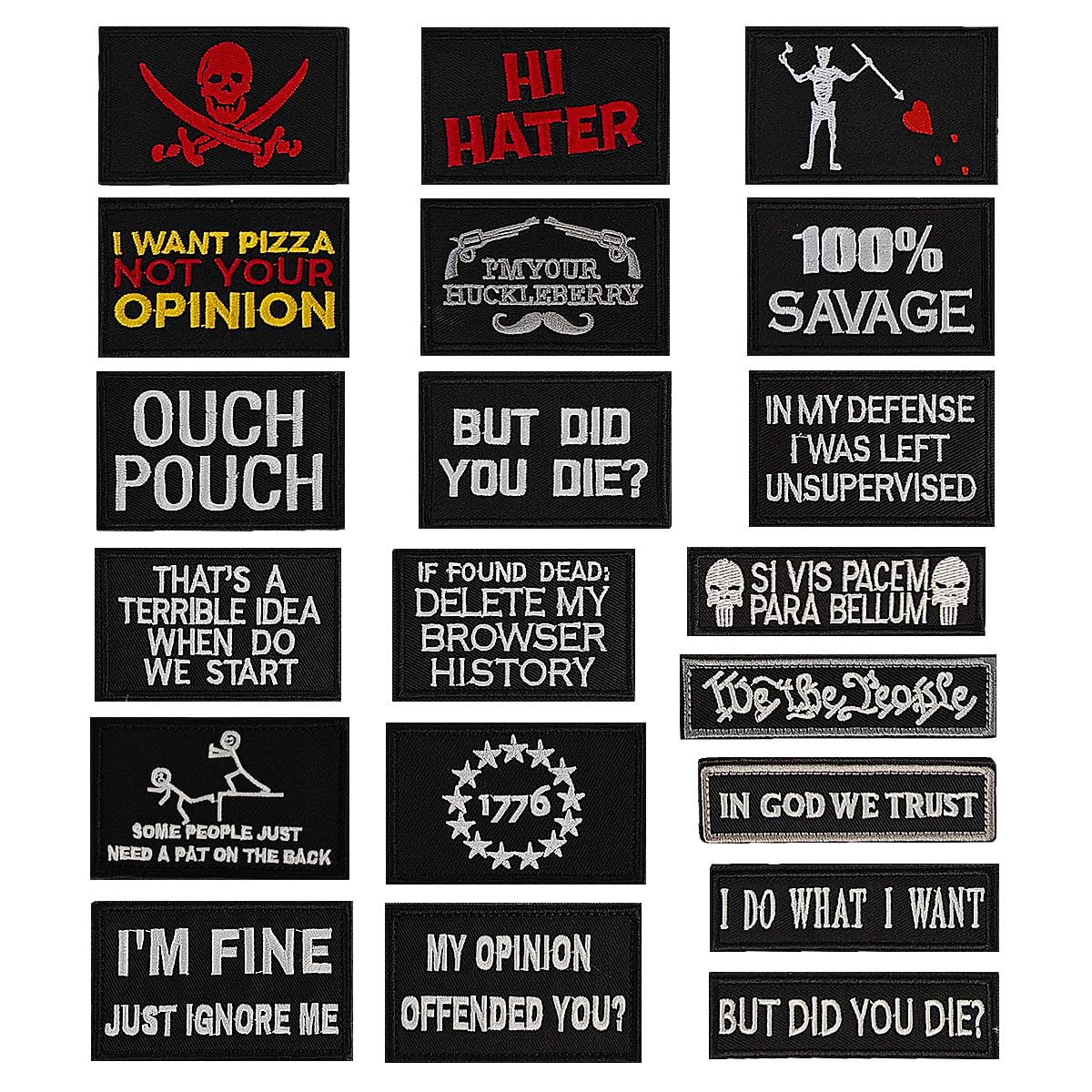 Amazon.com: 20 Pieces Patches Tactical Morale Embroidery Patches ...