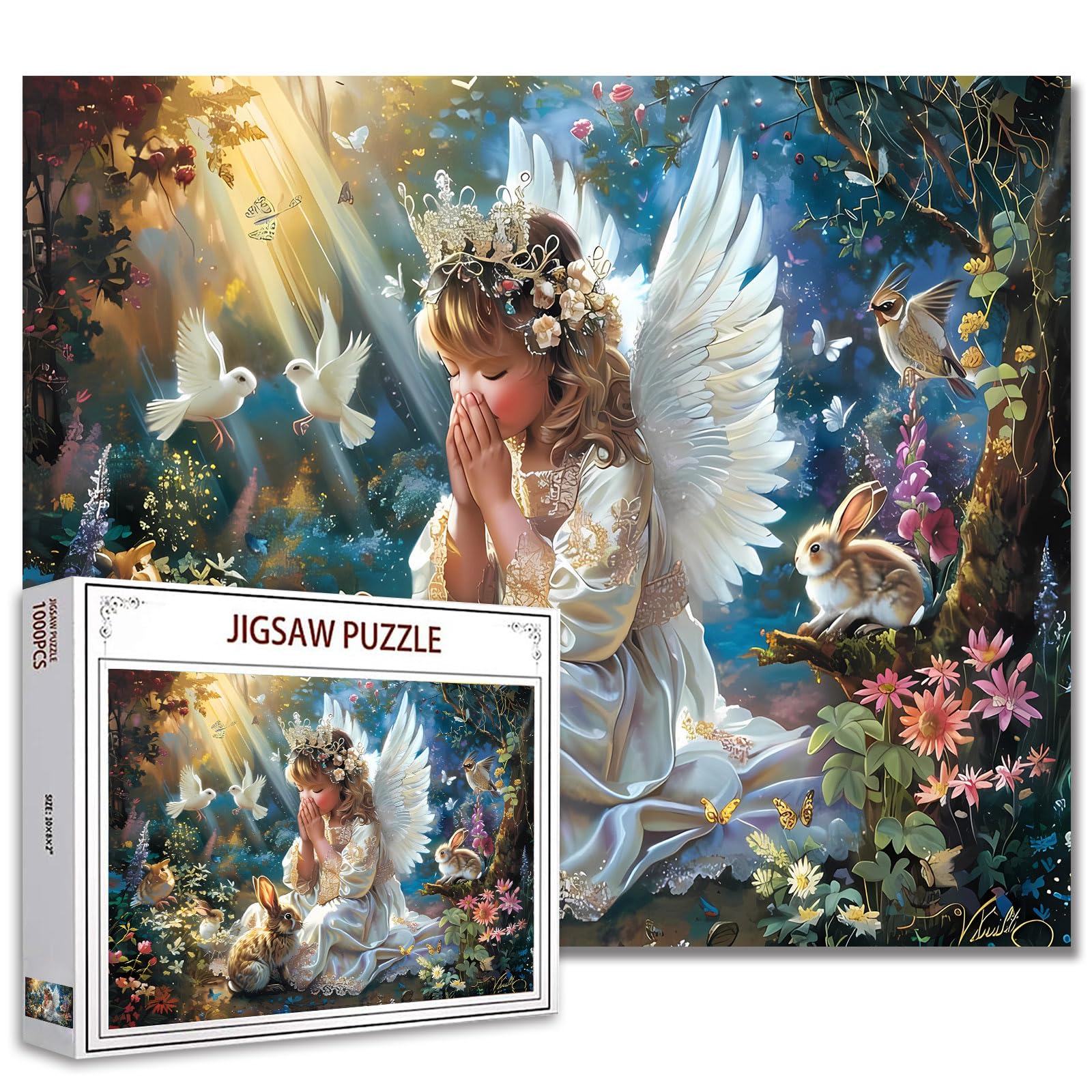 Amazon.com: 1000 Piece Jigsaw Puzzles for Adults, Little Angel with ...