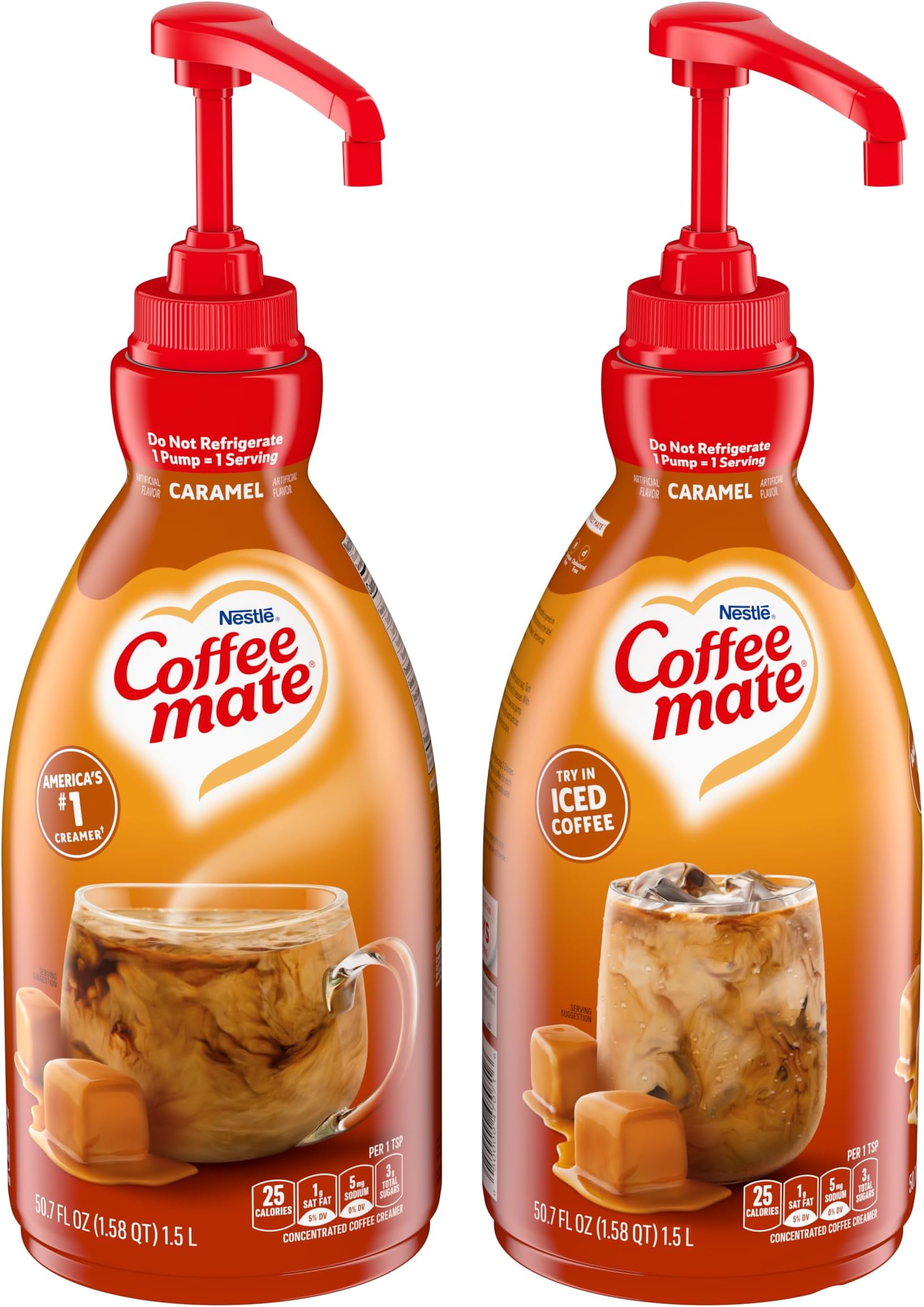 Amazon.com : Nestle Coffee mate Coffee Creamer, Caramel, Concentrated Liquid Pump Bottle, Non ...