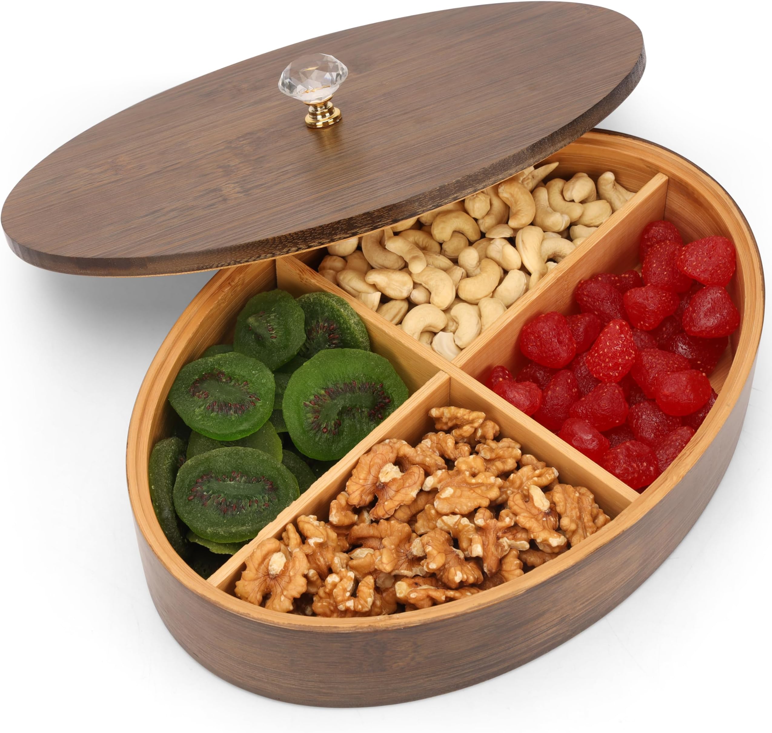WUWEOT Nut and Candy Serving Tray, Round Plastic Platters Food Storage ...