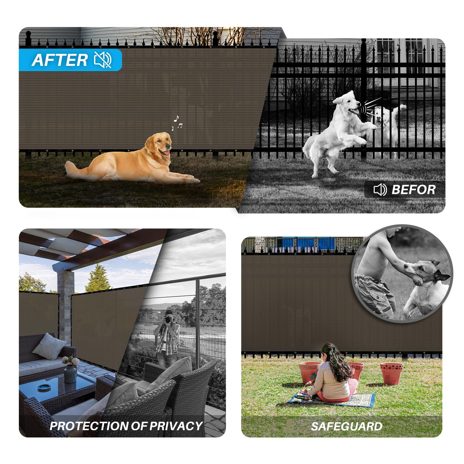 Snapklik.com : Patio 6 X 50 Fence Privacy Screen Brown Commercial Grade ...