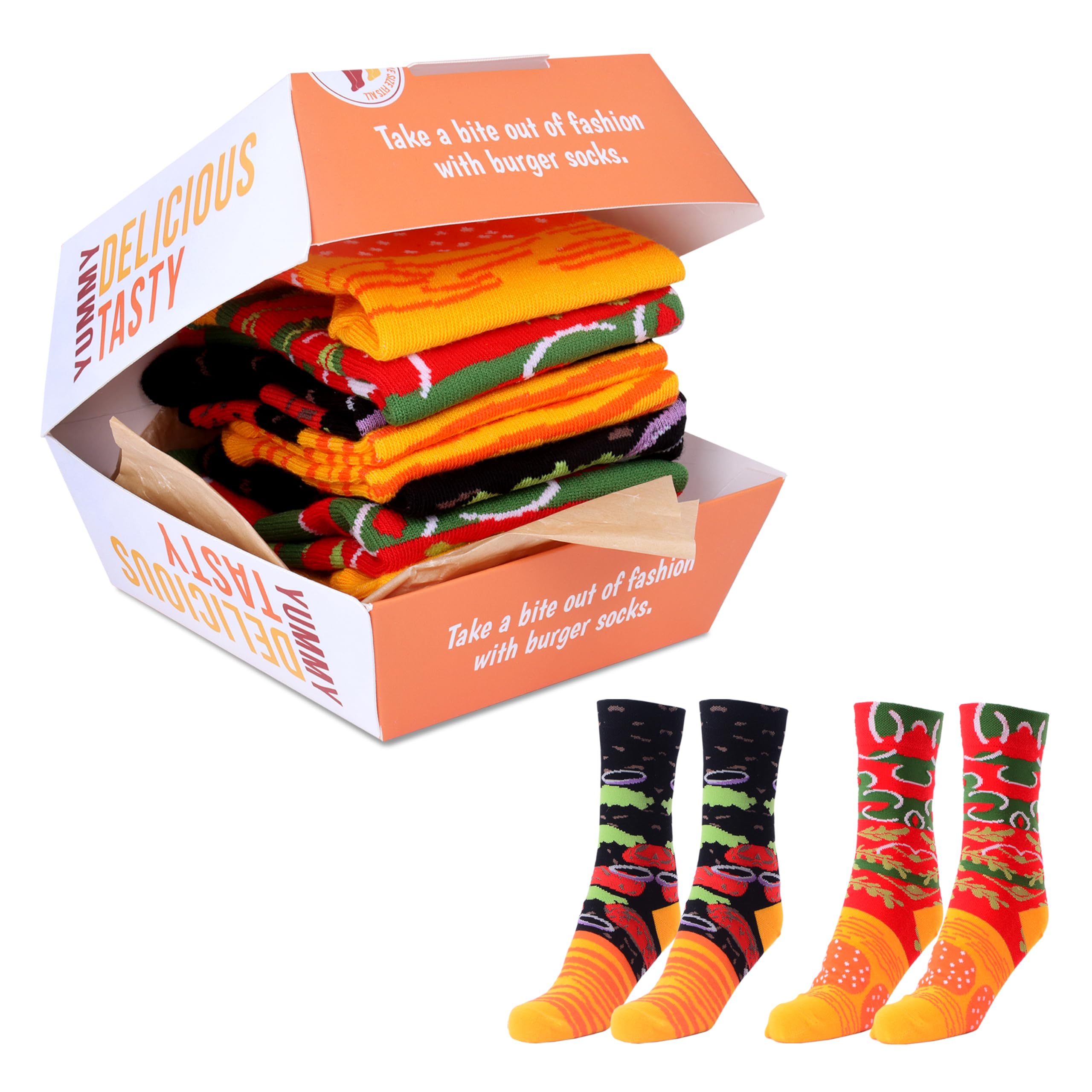 Amazon.com: Pop Craze – 2 Pairs Hamburger Socks in a Box. One Size Fits ...