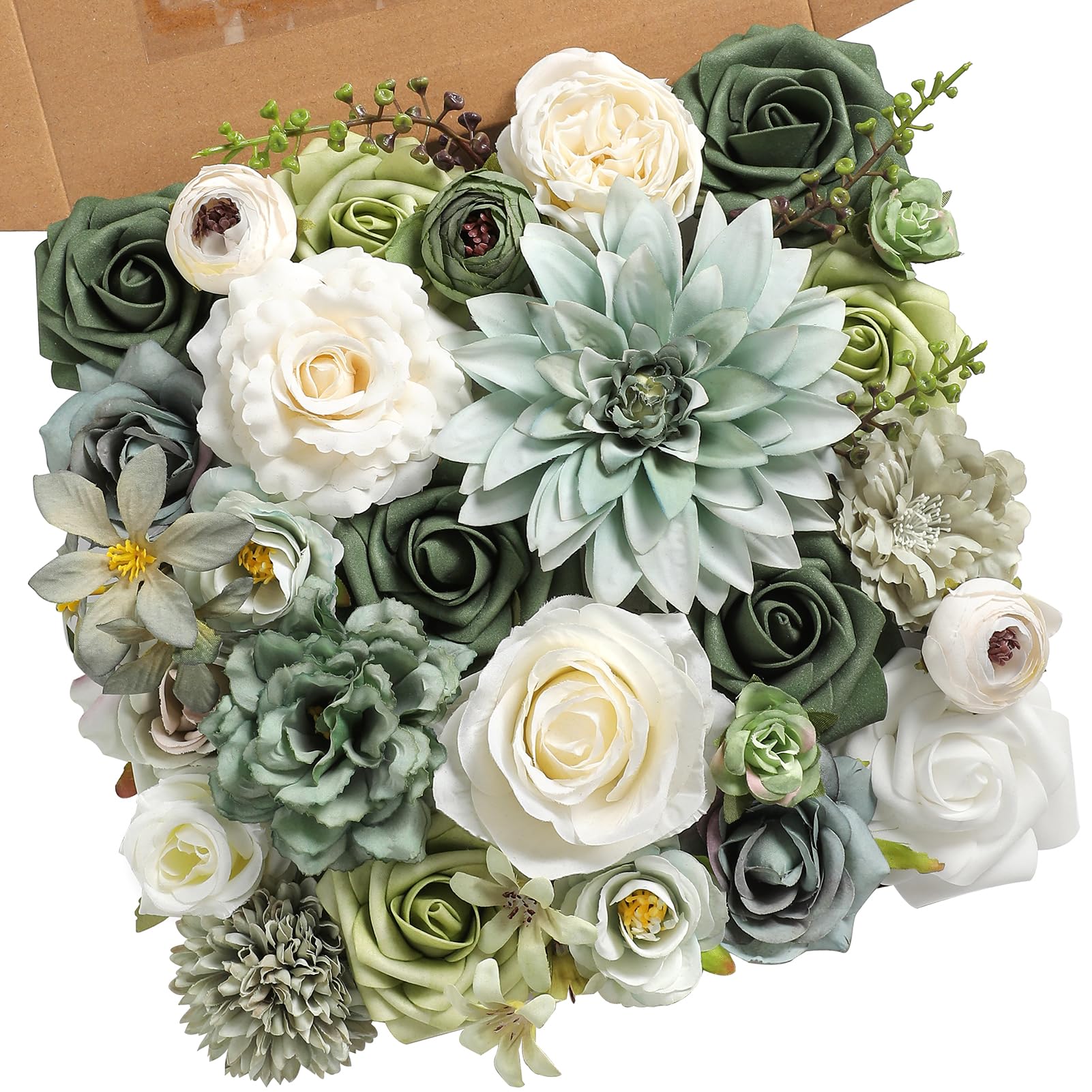 Amazon.com: YYHUAWU Artificial Flowers Combo Set Fake Flower Leaf Box ...