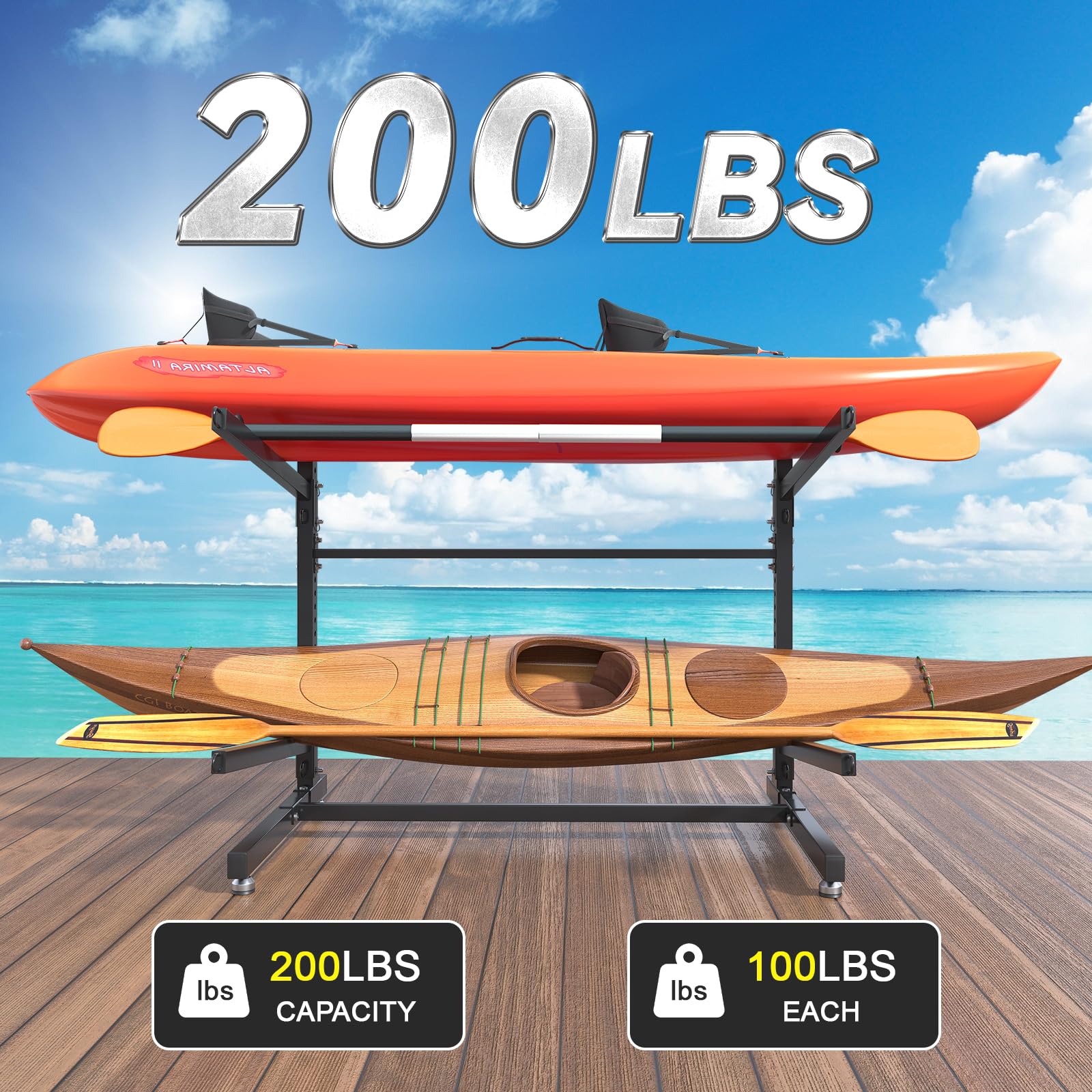 Snapklik.com : LotFun Kayak Storage Rack, Freestanding Heavy Duty ...
