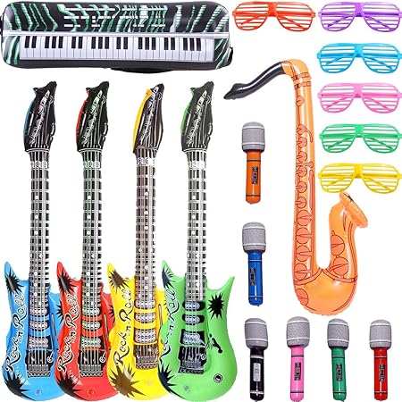 Amazon.com: Rock n Roll Party Favors - 36 Pc Set - Rock Star Party Hats ...