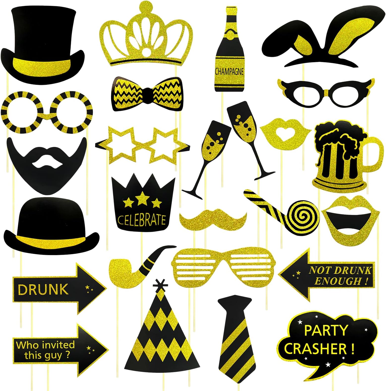 Amazon.com: 24 Pieces Party Photo Booth Props for Birthday Weddings ...