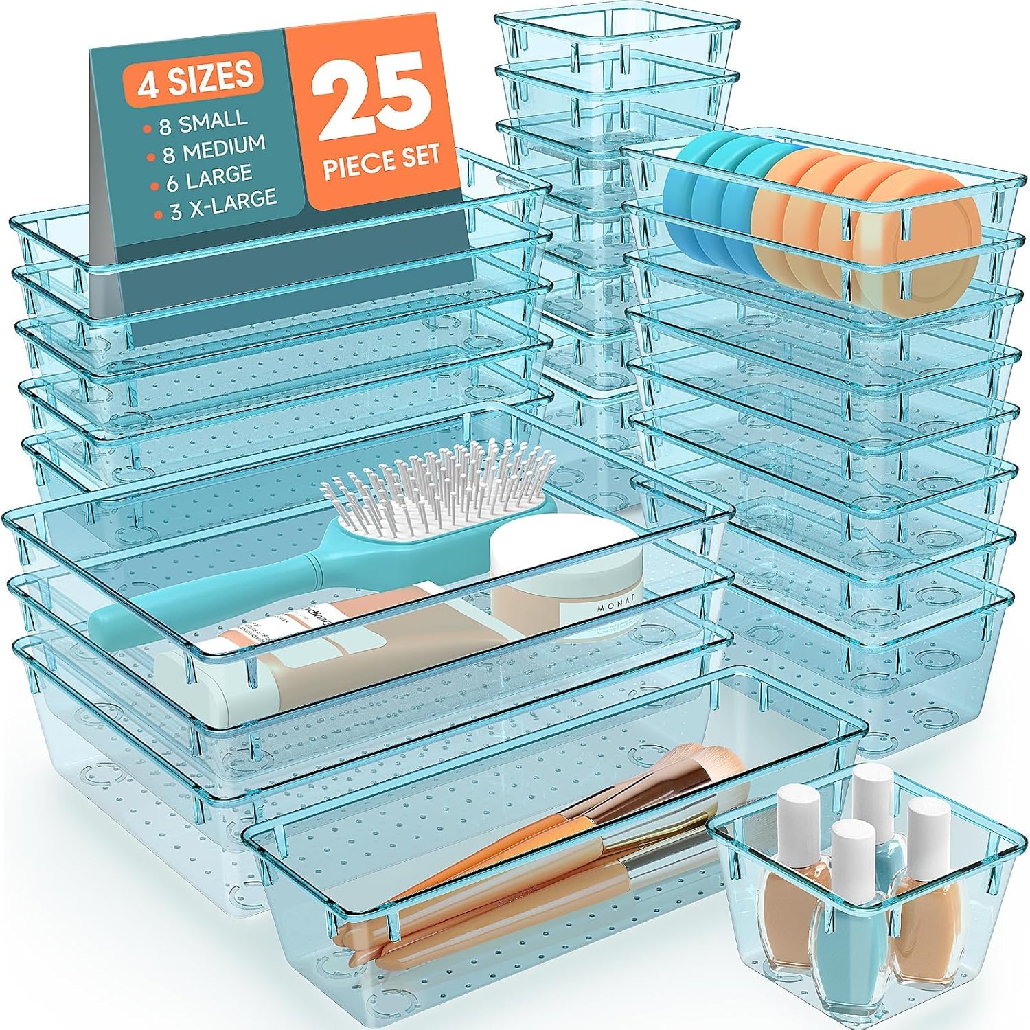 Amazon.com: SpaceHacks 25 PCS Plastic Drawer Organizer Set, 4-Size ...
