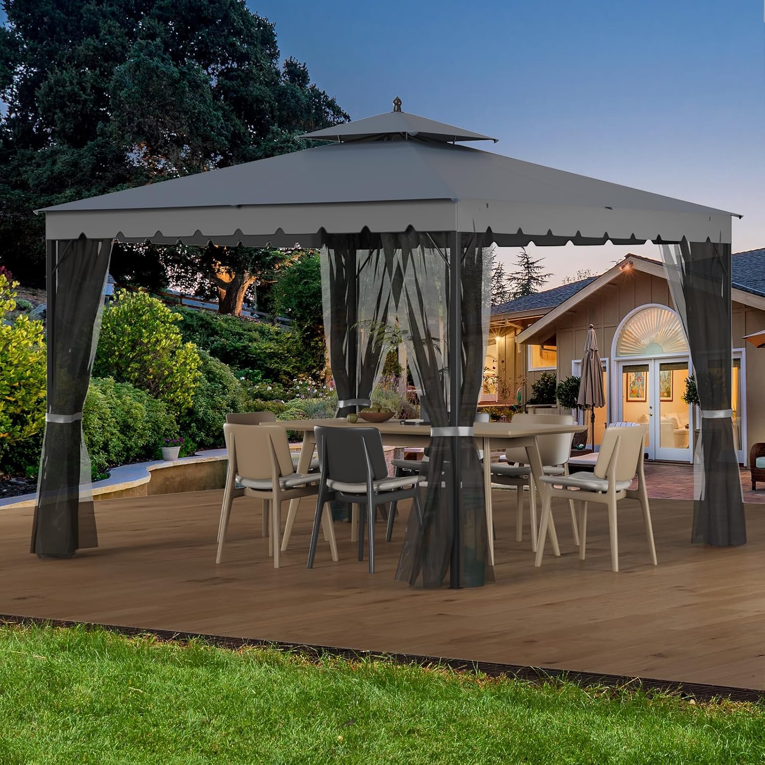 Amazon.com : [Upgraded] 10x10 Gazebo with Mosquito Netting,Sturdy Metal ...