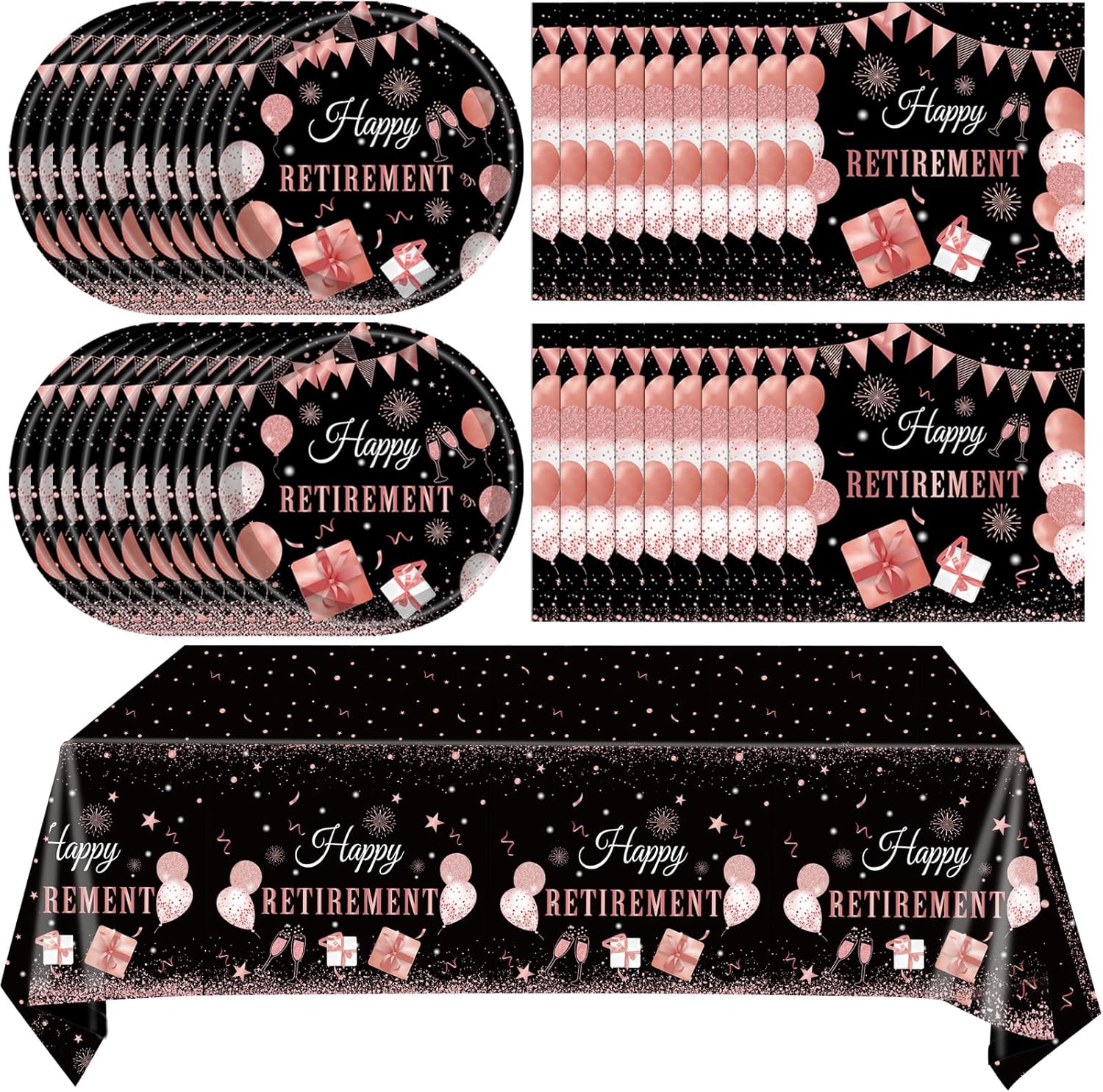 Amazon.com: 41Pcs Pink Retirement Party Decorations, Happy Retirement ...