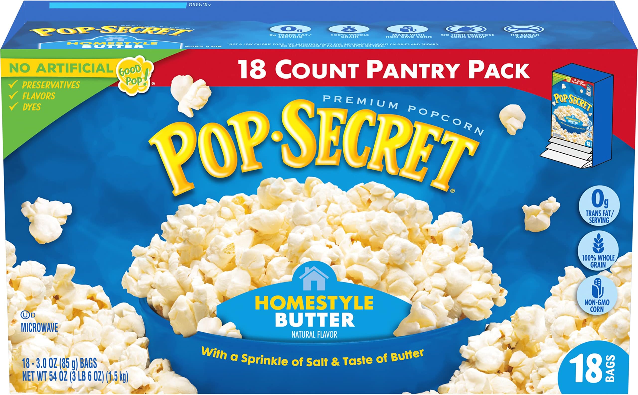 Amazon.com: Pop Secret Popcorn, Homestyle Butter Microwave Popcorn, 3 ...
