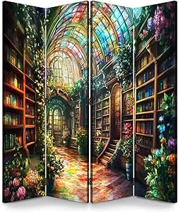 Amazon.com: 4 Panels Folding Screen Bookshelf Room Divider Artful ...