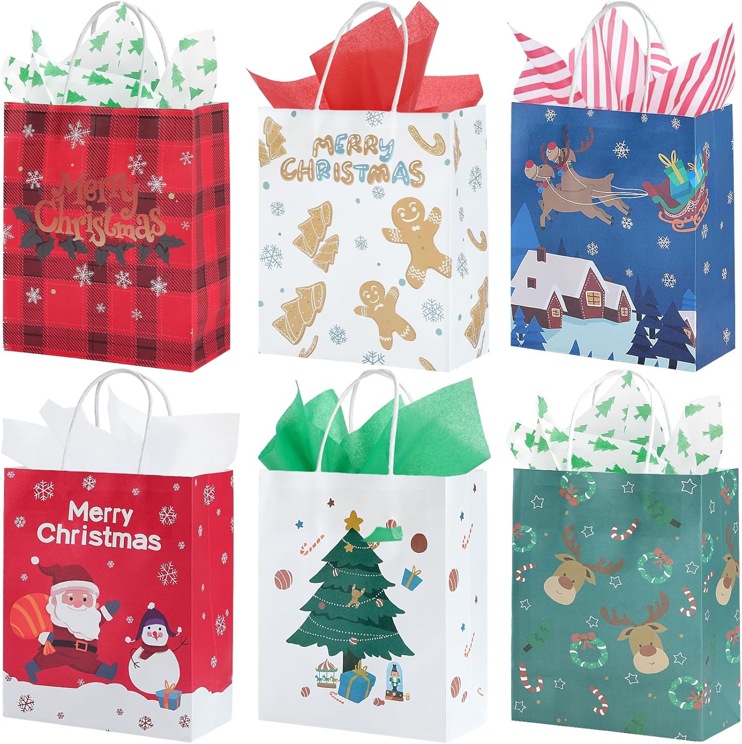 Amazon.com: Colovis Holiday Gift Bags - 30 Pack With Tissue Paper, 6 ...