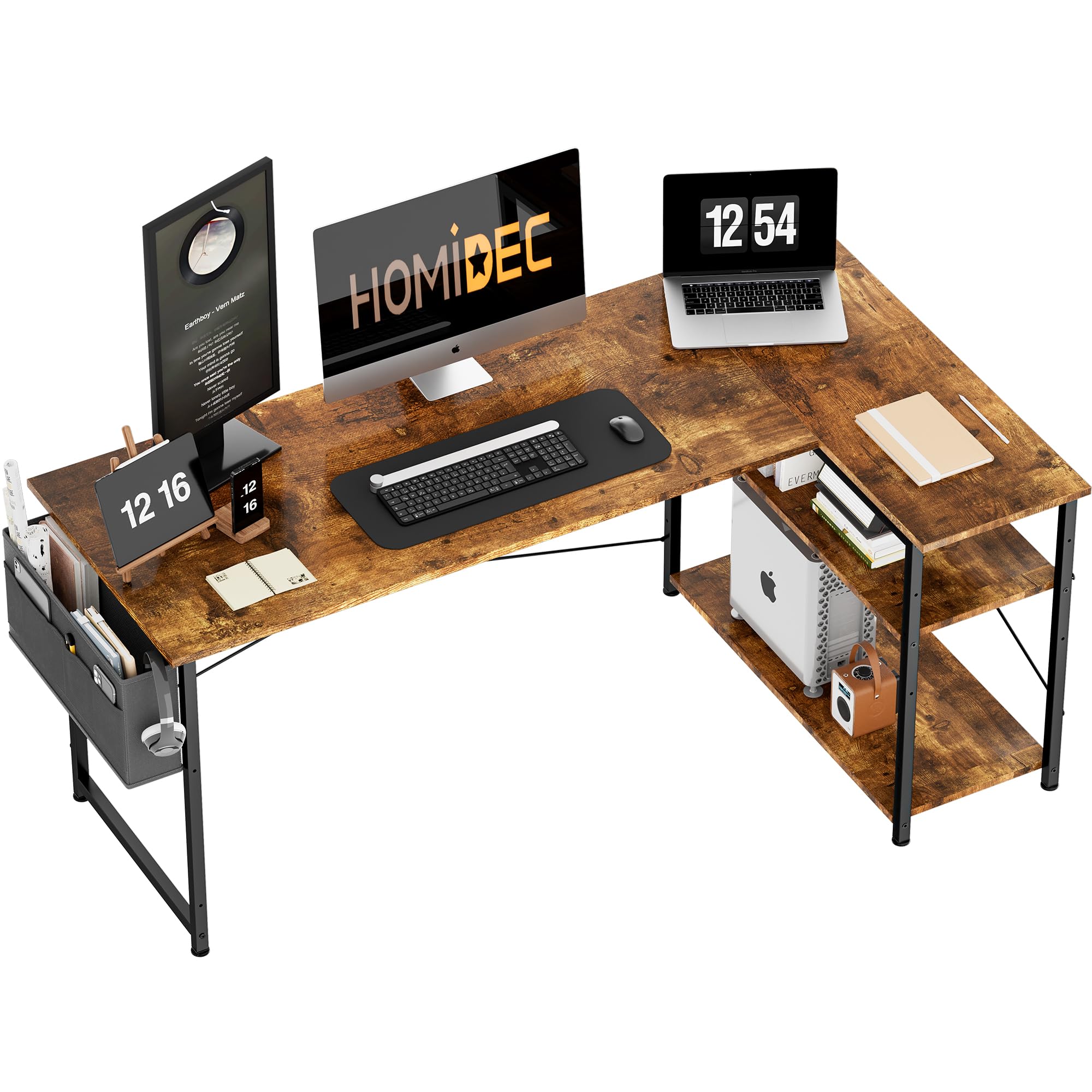HOMIDEC L Shaped Desk 140CM Computer Desk Study Office Desk Gaming Desk ...