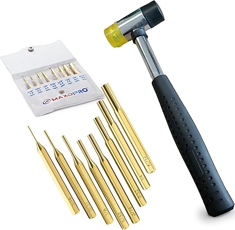 Premium Brass Punch Set with Hammer – 8 Pcs Professional Brass Drive ...