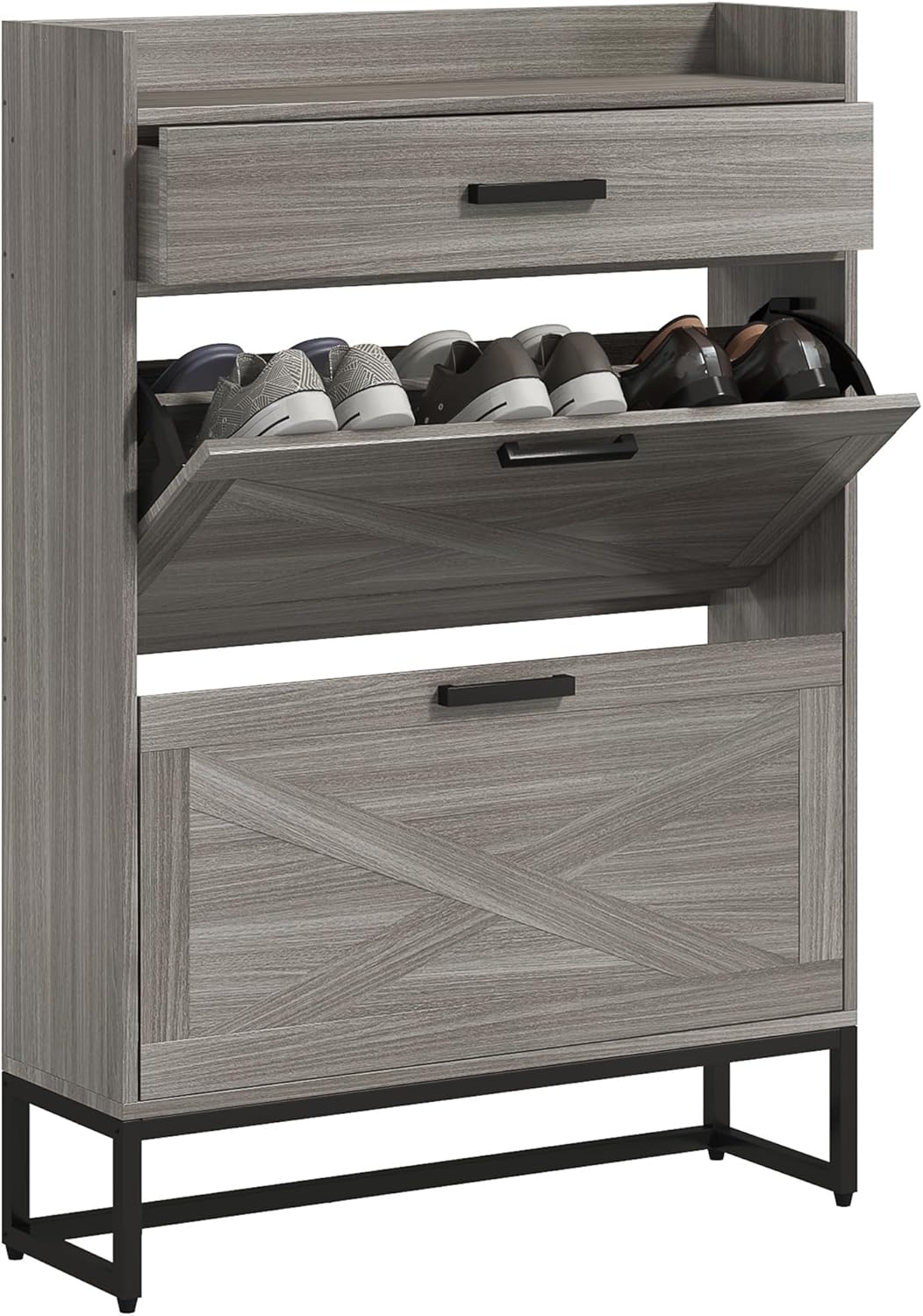 Amazon.com: HOMCOM Narrow Shoe Cabinet, Industrial Shoe Storage Cabinet ...