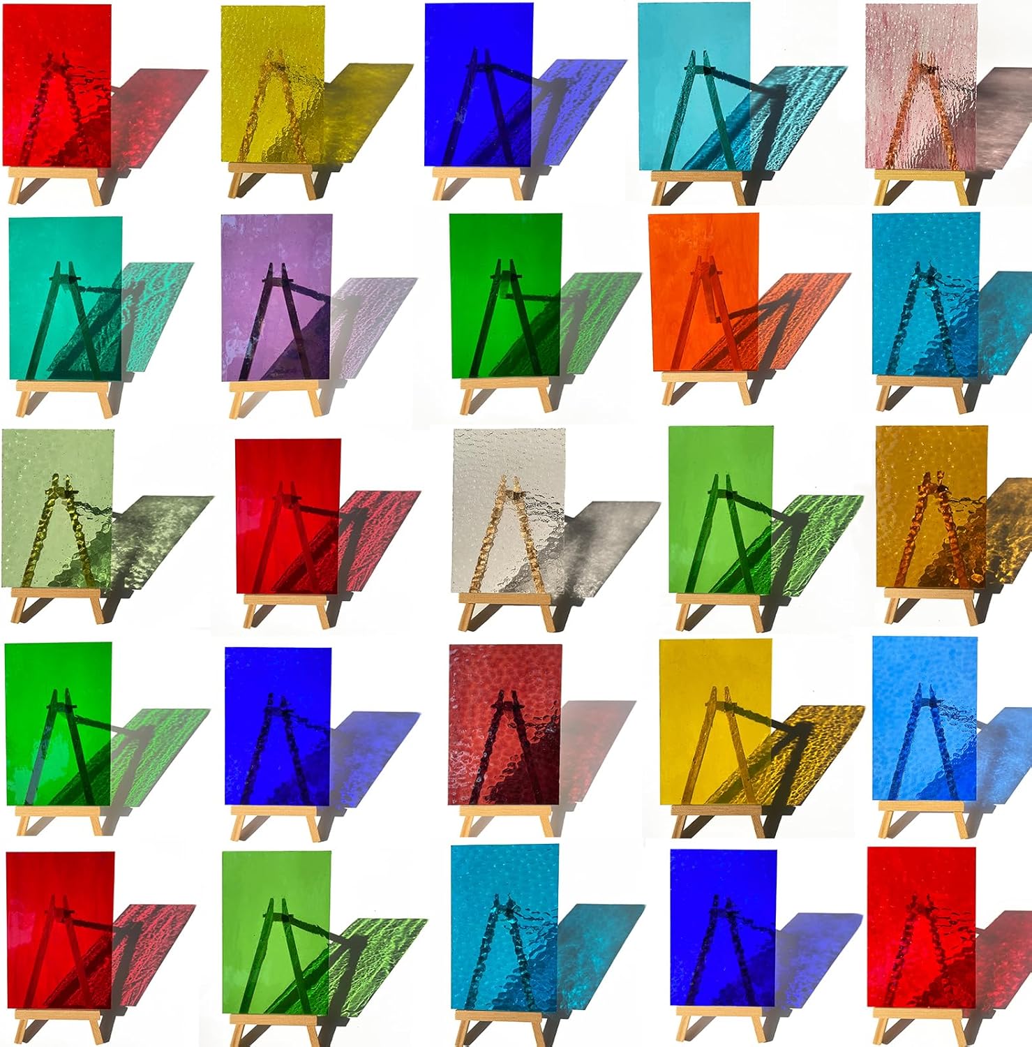 ILLUCKAI 24 Sheets Vibrant Stained Glass Sheets Variety Pack, 4 X 6 ...