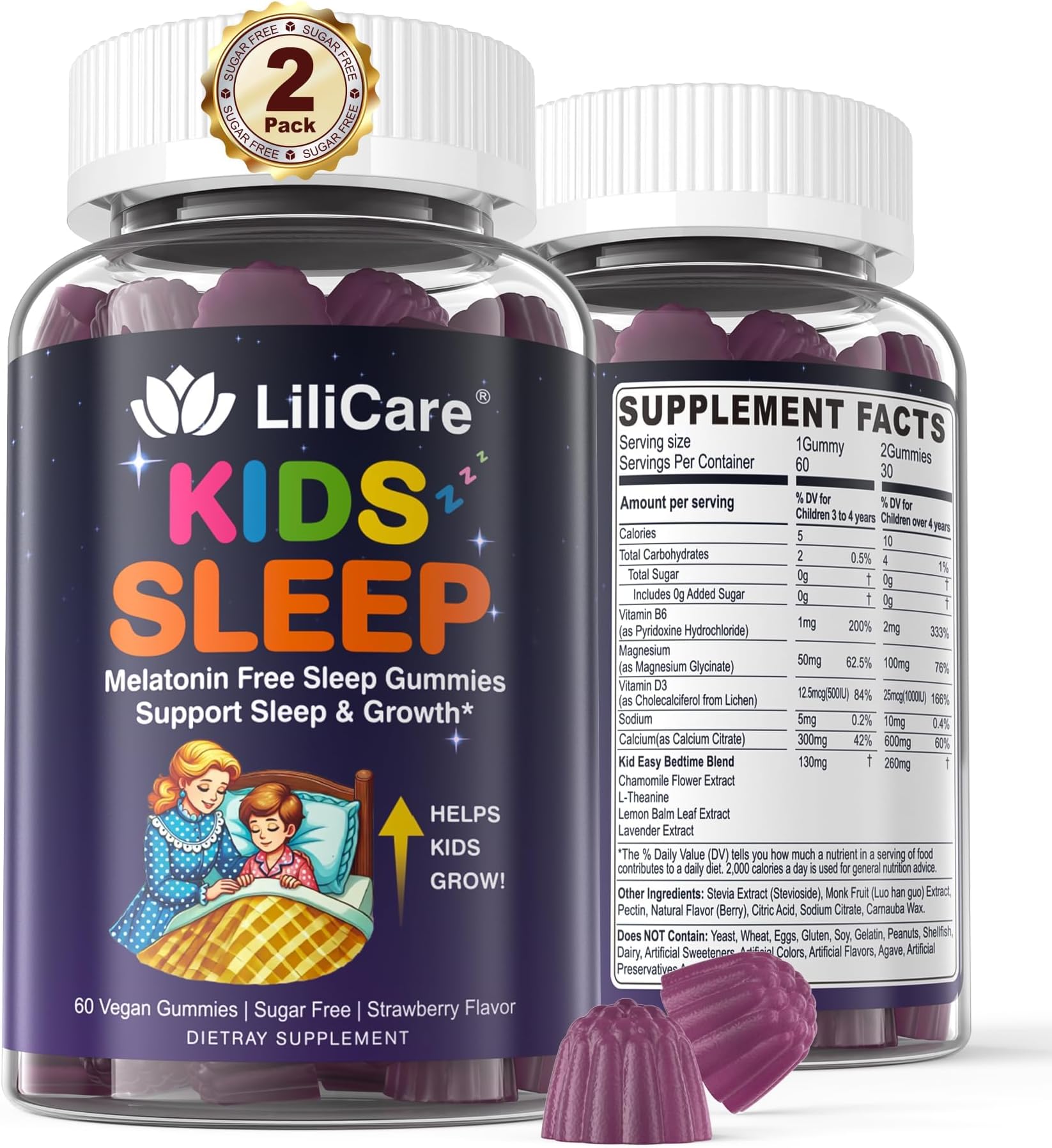 Amazon.com: LILICARE Kids Sleep Gummies - Magnesium Glycinate Gummies ...