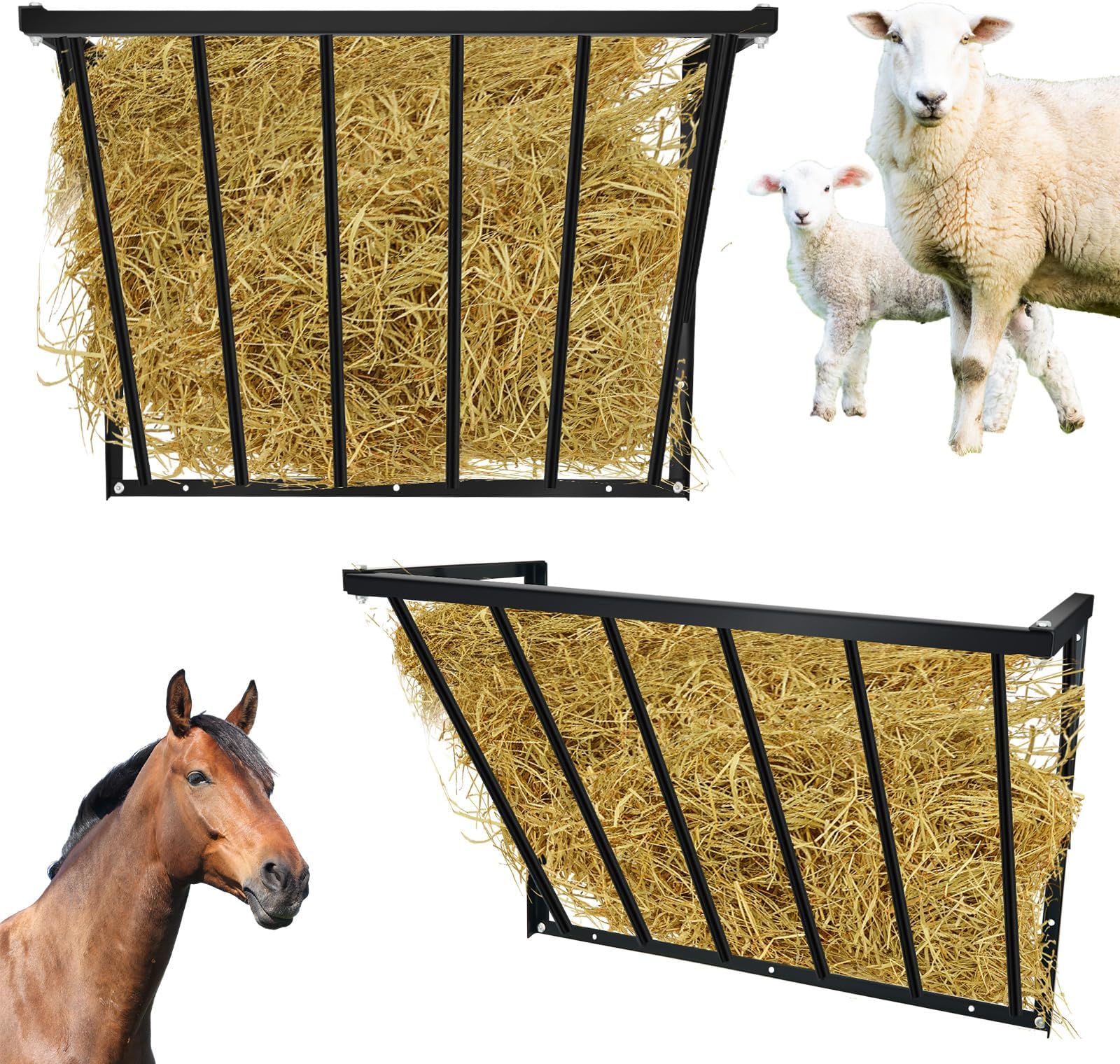 Amazon.com: Zonon 2 Pcs Horse Hay Feeder Wall Mount Hay Rack 24 Gallon ...