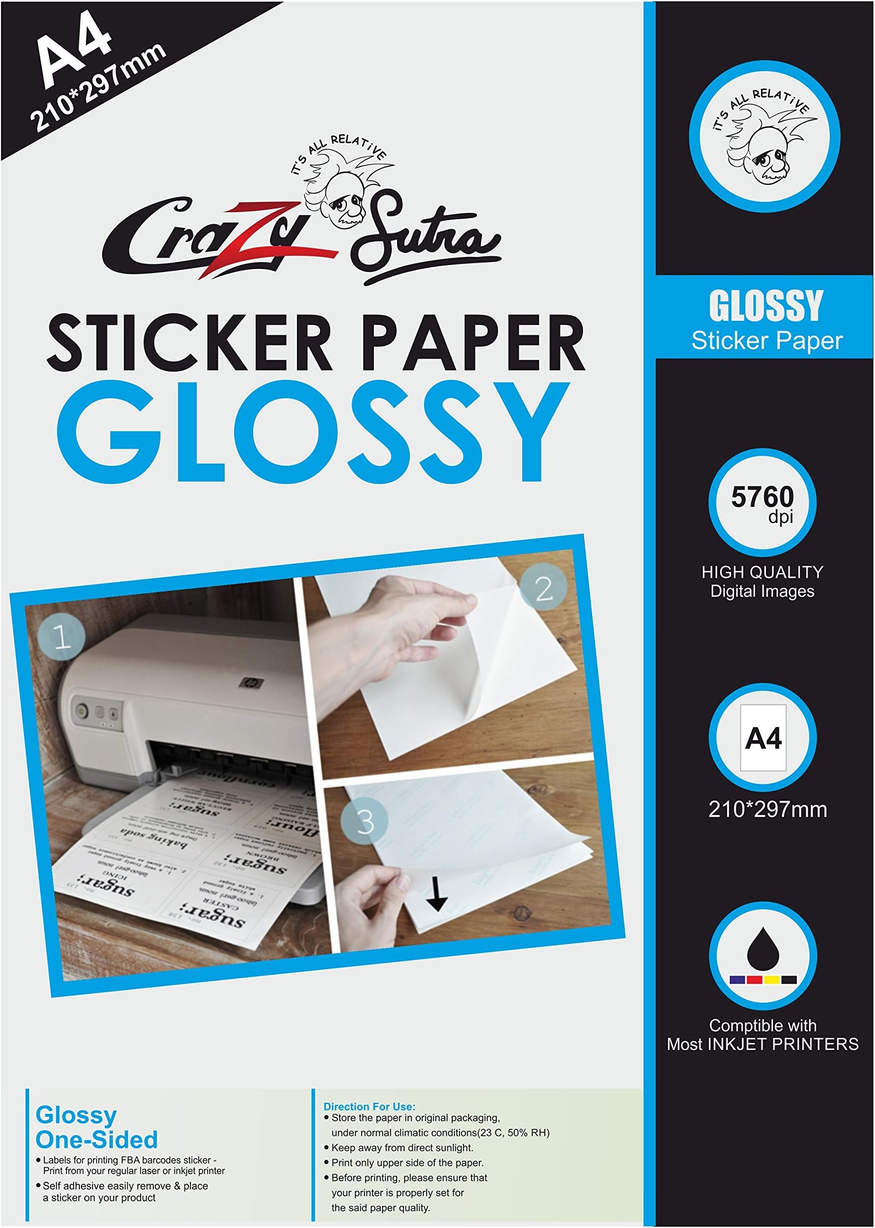 Oddy A4 Self Adhesive Paper Label Stickers for Laser & Inkjet Printers ...