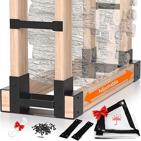 Amazon.com : SnugNiture Outdoor Firewood Log Storage Rack Bracket Kit ...