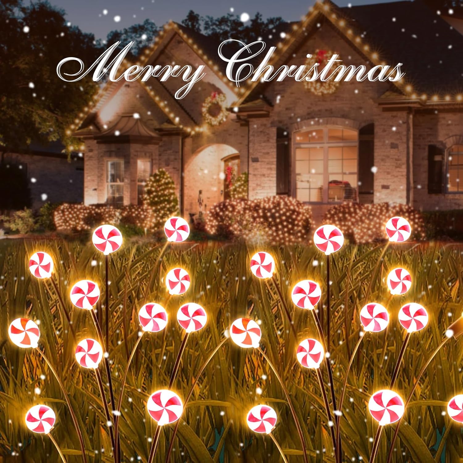 Amazon.com : HUYIENO Christmas Decorations Outdoor Candy Lights, 4 ...