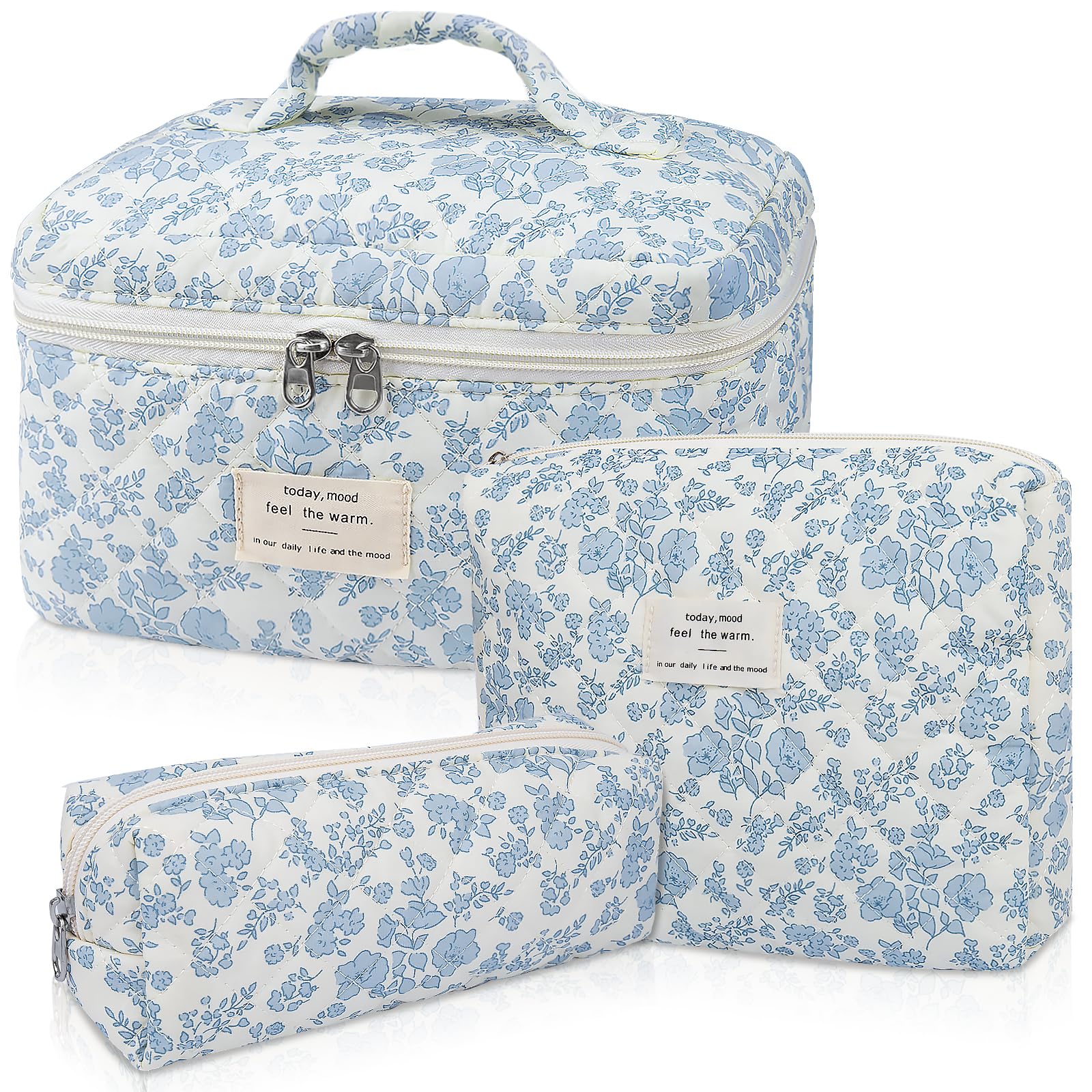 Amazon.com: Makeup Bag Set, Quilted Makeup Bag, Large Floral Cosmetic ...