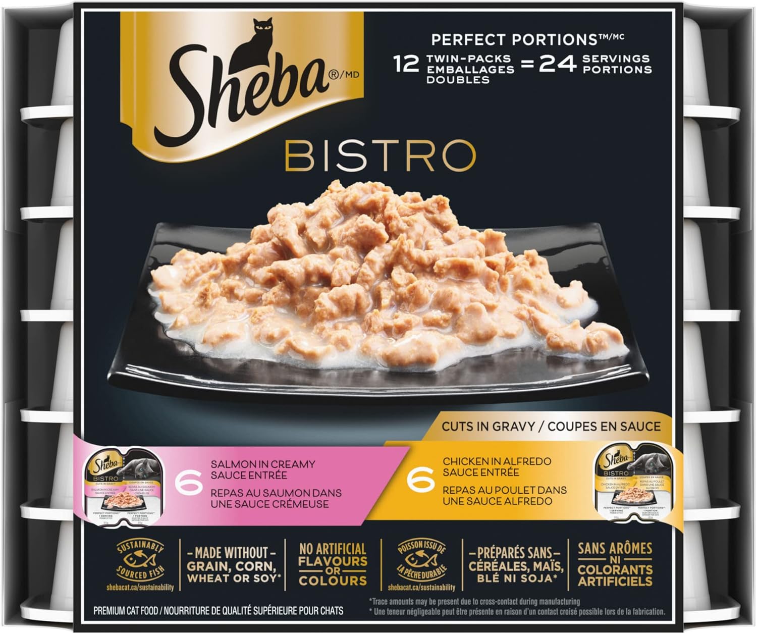 SHEBA Bistro Perfect PORTIONS Cat Food Wet Adult, Cuts in Gravy Chicken ...