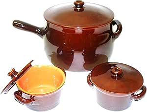 Amazon.com: Piral, Italian Terracotta Stewpot-Crock Set Chocolate-Rich ...