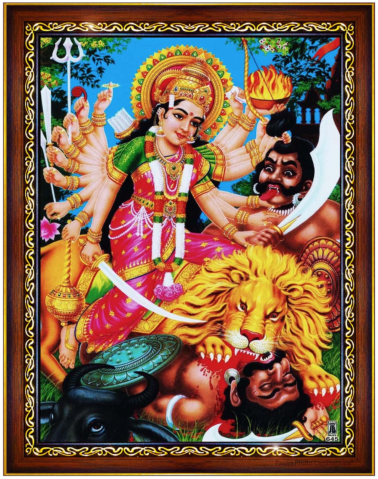 Buy Pavan Photo Laminations, Goddess Mahishasura Mardini Mahisasur ...