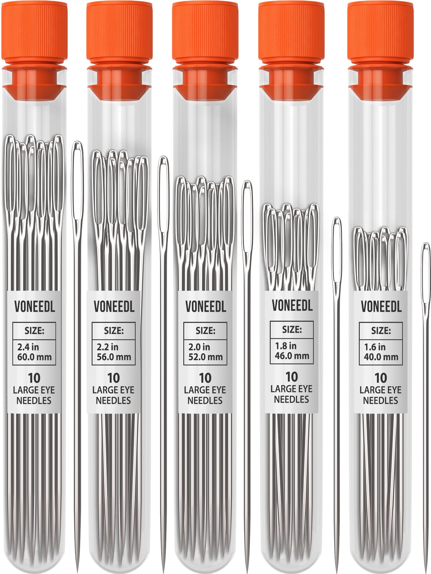 Amazon.com: VONEEDL 50 PCS Large Eye Sturdy Hand Sewing Needles - Easy ...