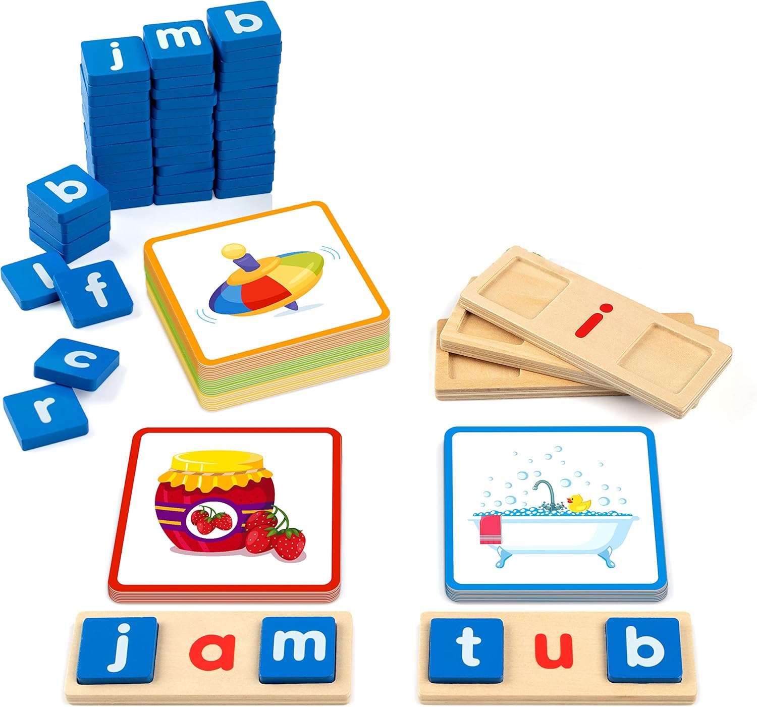Dnvkict Wooden Short Vowel Reading Letters Sorting Spelling Games ...