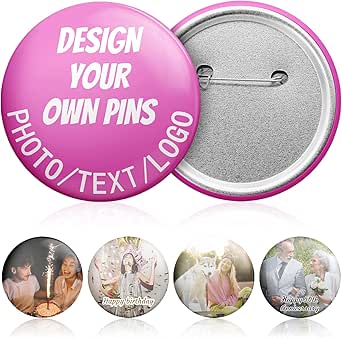 Broches Personnalisées, 1 à 100 Pièces Badges en Métal Avec Photo/Texte ...