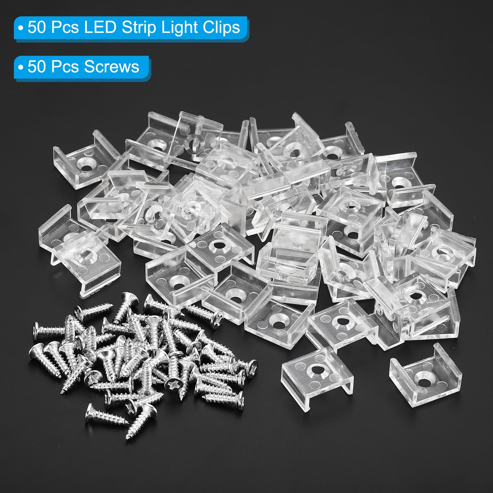 PATIKIL LED Strip Light Clips, 50 Pack Mounting Bracket Fixing Clips ...
