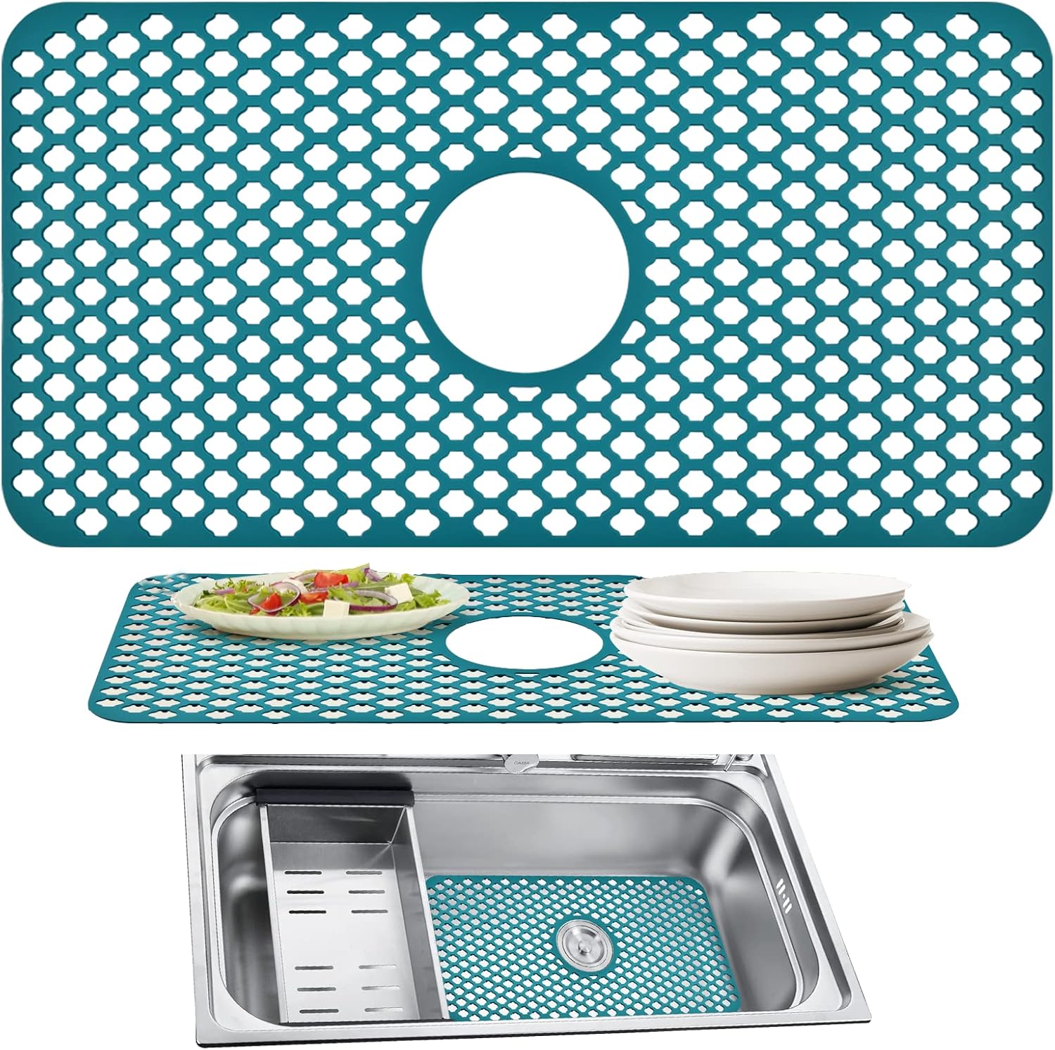 Amazon.com: Kitchen Sink Mat 25''L x 14''W - Center Sink Protectors for ...