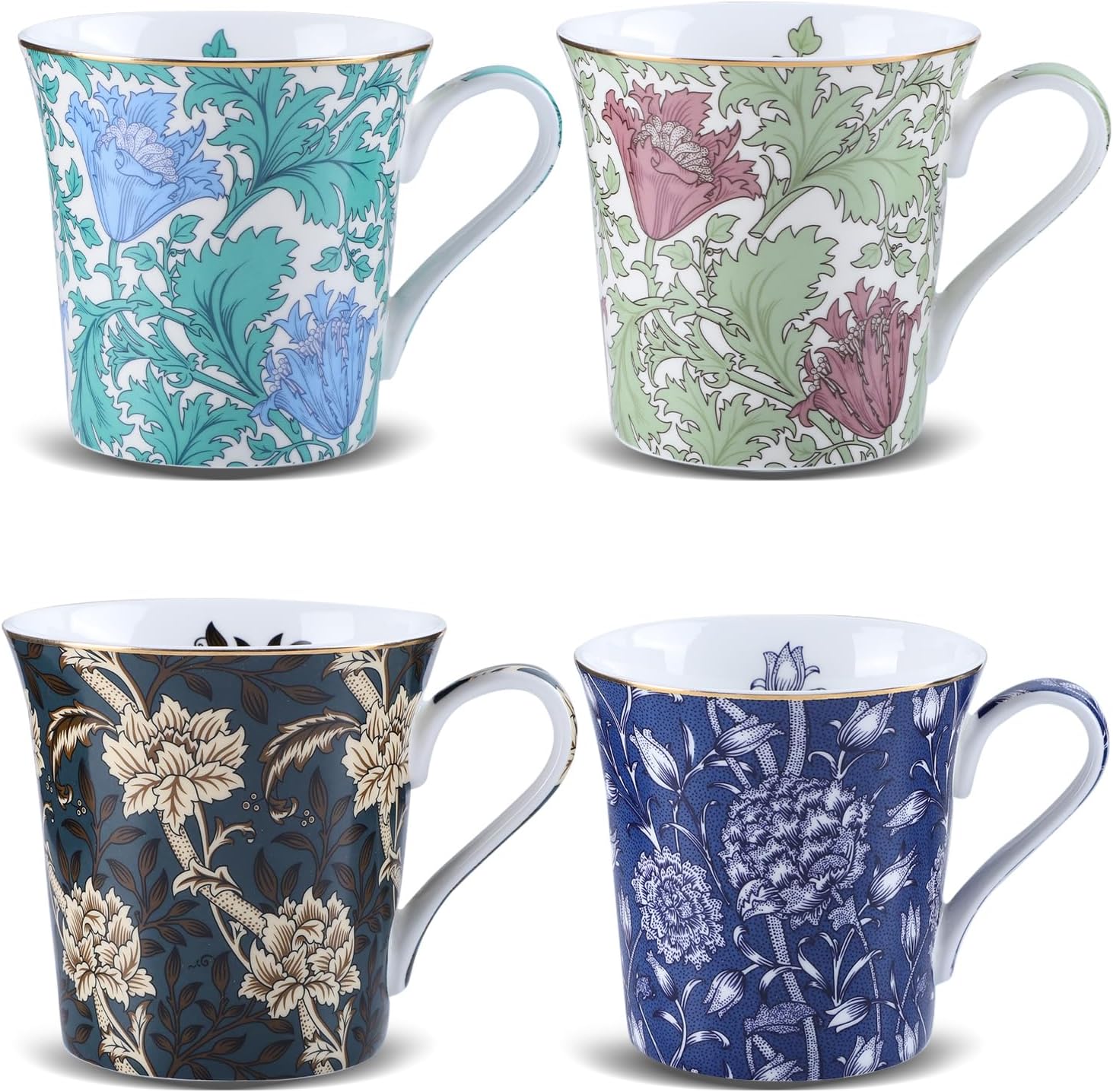 Amazon.com: Tvvtuww Ceramic Mug Set of 4 With Spoon, 11oz - Vintage ...