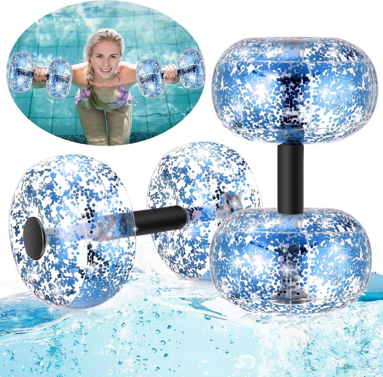 1 Pair Inflatable Aquatic Dumbbell Water Weight Pool Weights for Water ...